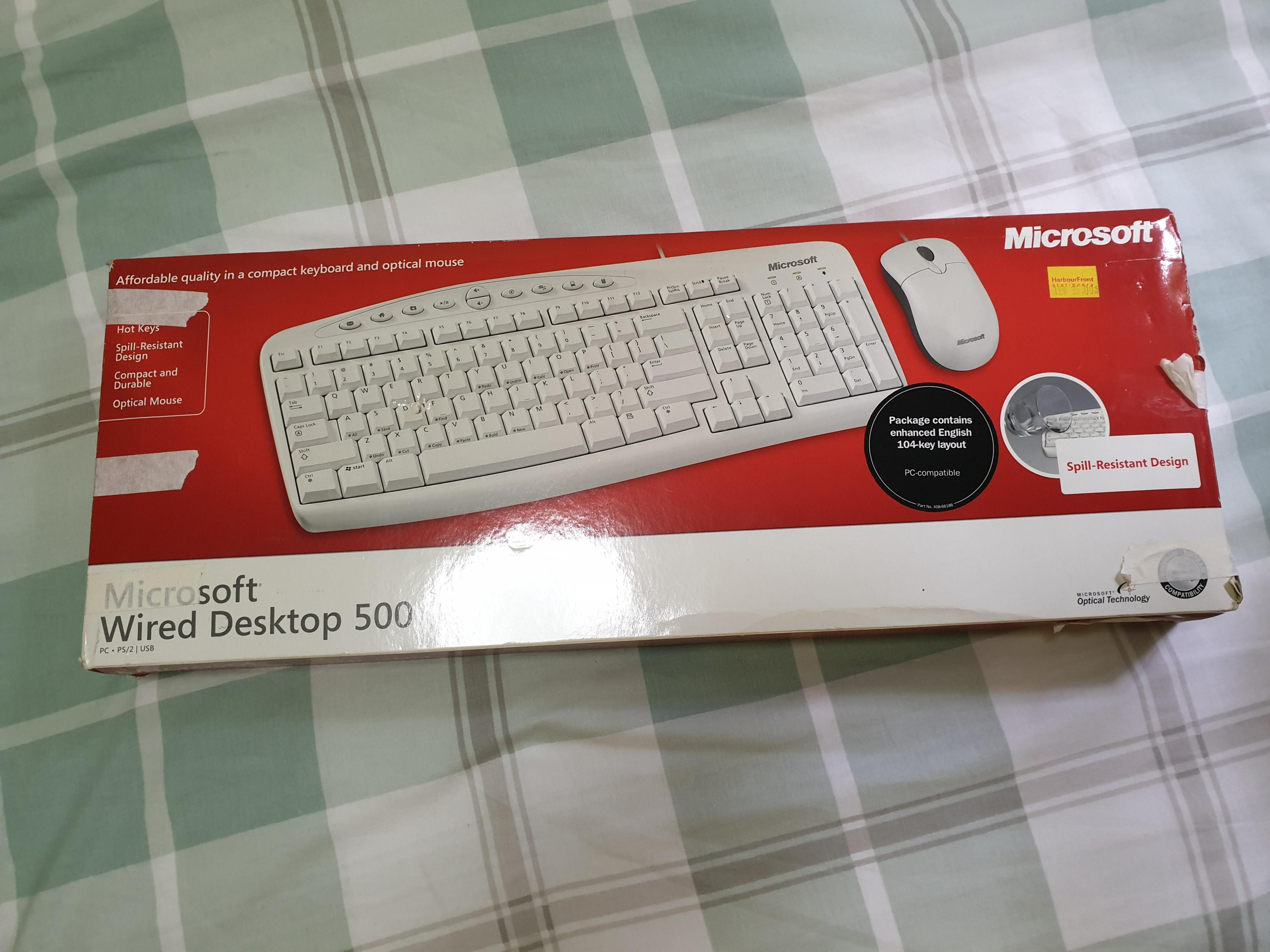 Microsoft Wired Desktop 500 keyboard and mouse, Electronics, Computer ...