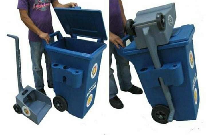 rolling bin with dustpan- Litter picker-rolling garbage bin, Furniture ...