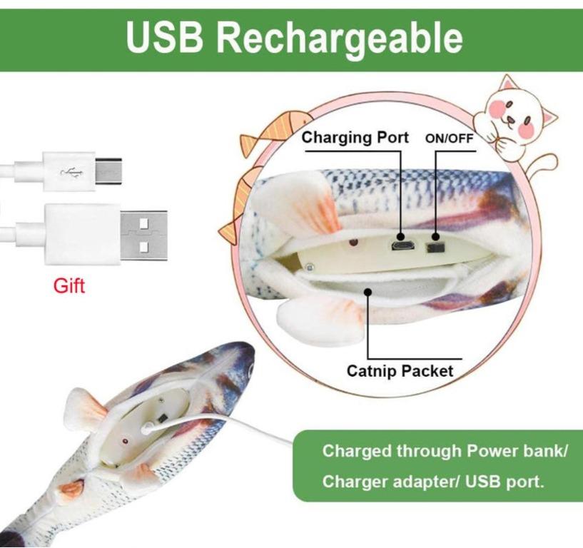 Tik Tok Pet Cat Toy Electric USB Charging Simulation Bouncing Fish Toys ...