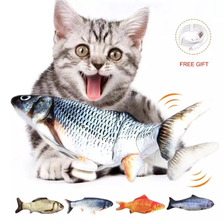 Tik Tok Pet Cat Toy Electric USB Charging Simulation Bouncing Fish Toys ...
