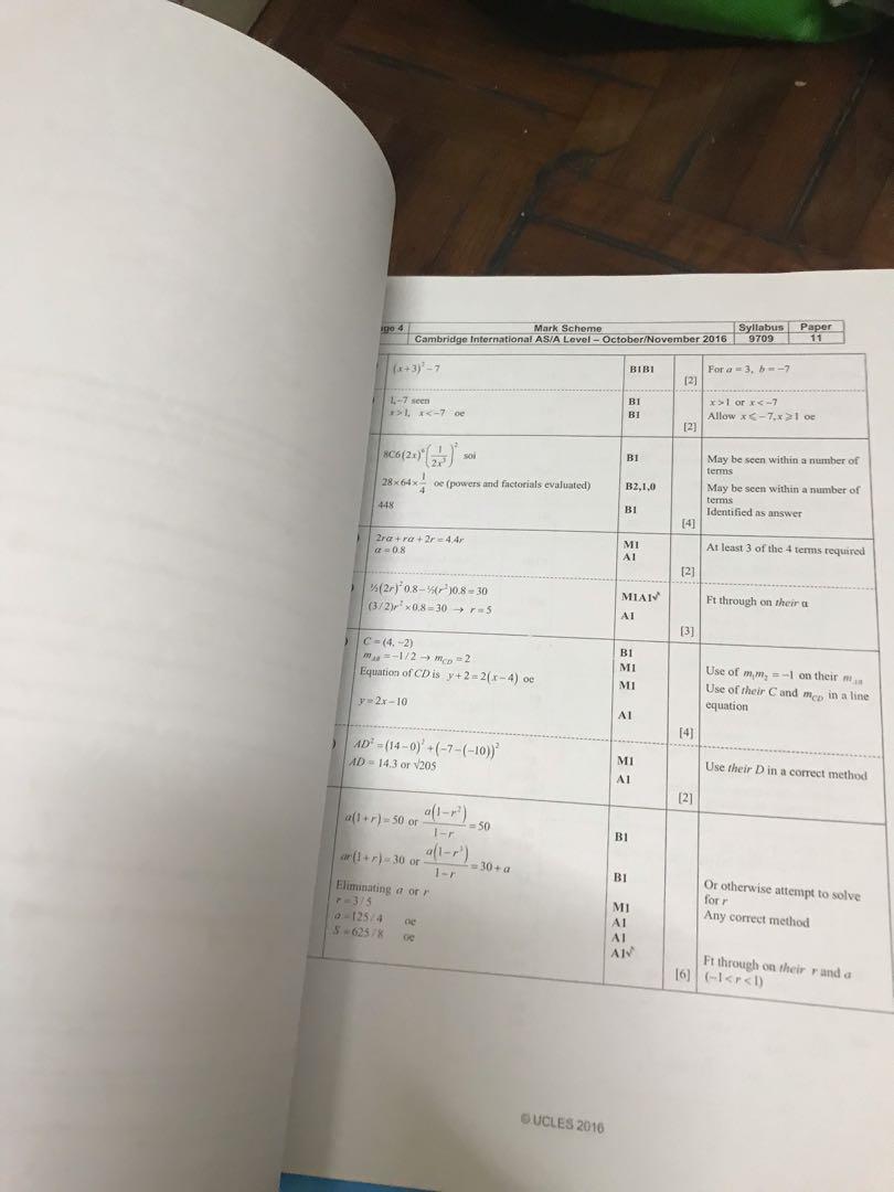 AS pure mathematics 1 past year paper, Hobbies & Toys, Books ...