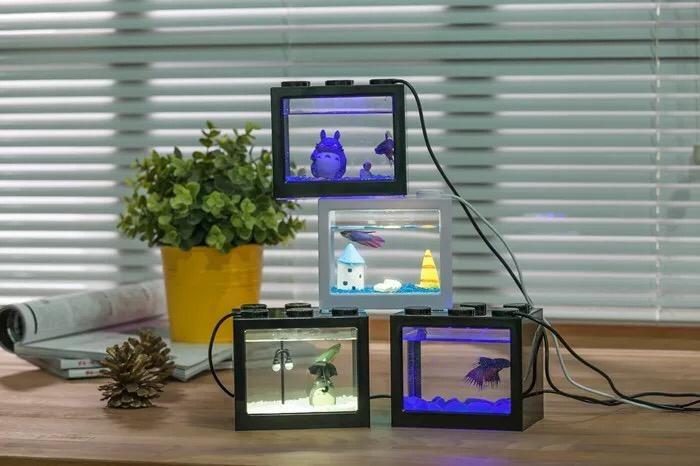Betta Fish building block fish tank with LED Light, Pet Supplies, For ...