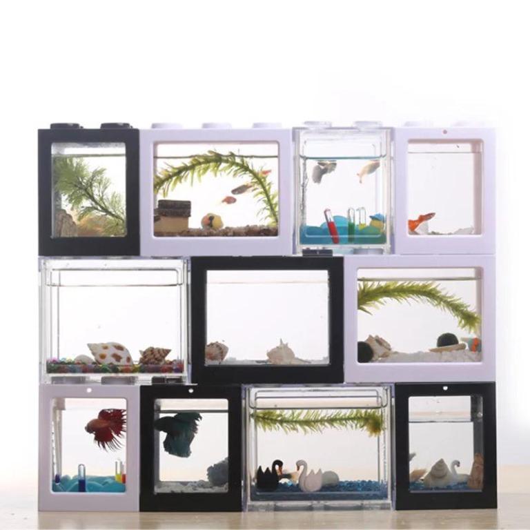 Betta Fish building block fish tank with LED Light, Pet Supplies, For ...