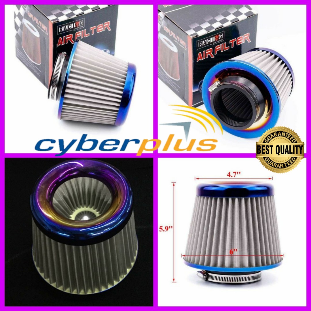 Burnt Blue 3" 76mm Power Intake High Flow Cold Air Intake Filter ...