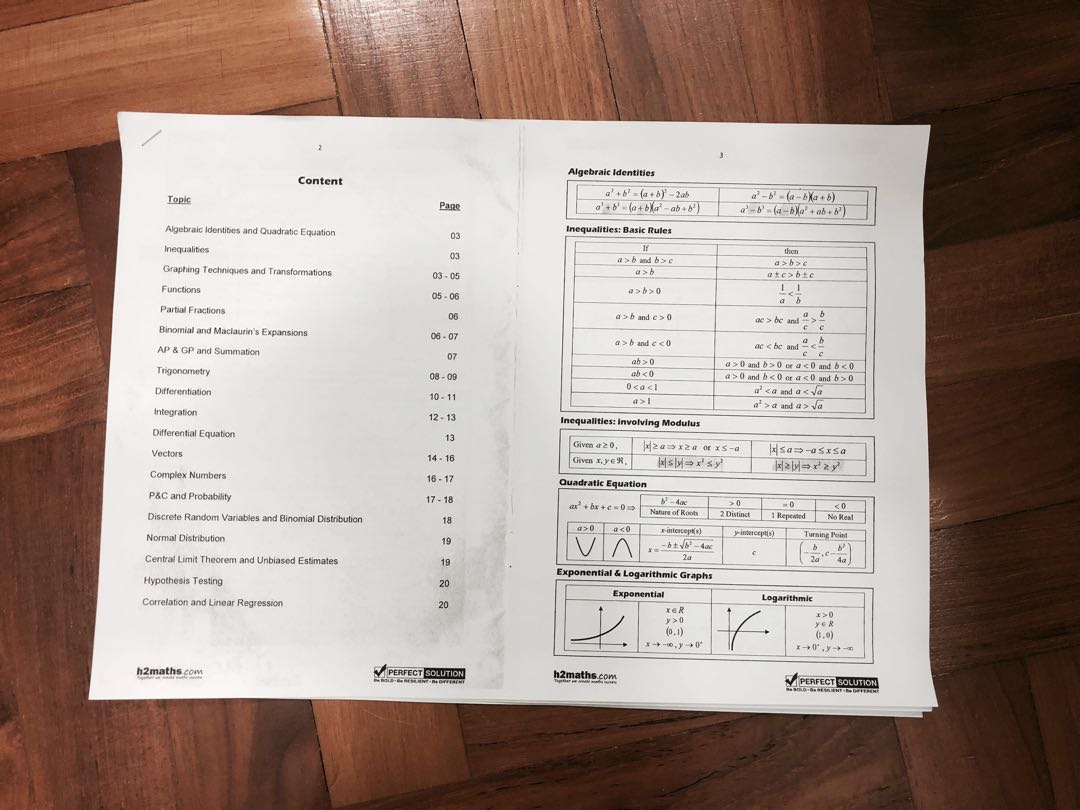 H2 Maths Formula Cheatsheet A Levels, Hobbies & Toys, Books & Magazines ...