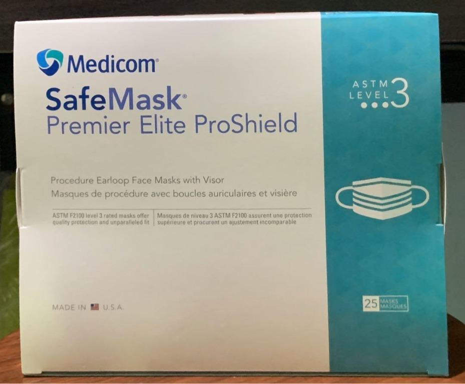 Medicom SafeMask Premier Elite Proshield ASTM level 3 (Made in USA), 健康 ...