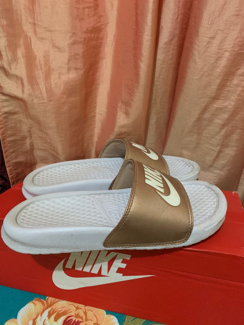 NIKE SLIDES COPPER, Women's Fashion, Footwear, Flats & Sandals on Carousell