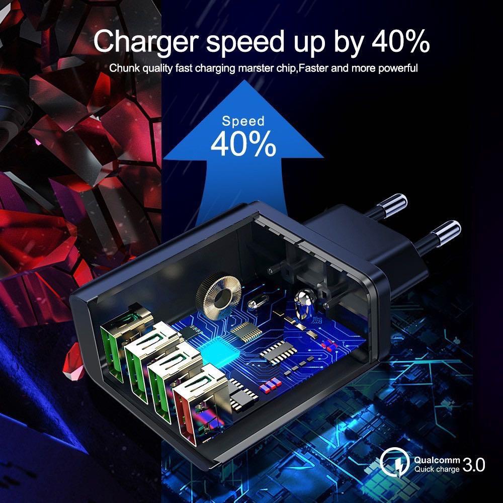 Qualcomm Quick 3.0 Wall 4 Port USB Fast Charging Portable Adapter ...