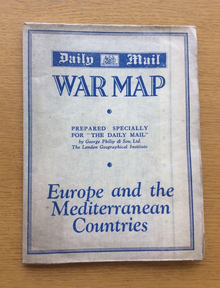 Vintage WWII Large Daily Mail War Map: Europe and the Mediterranean ...