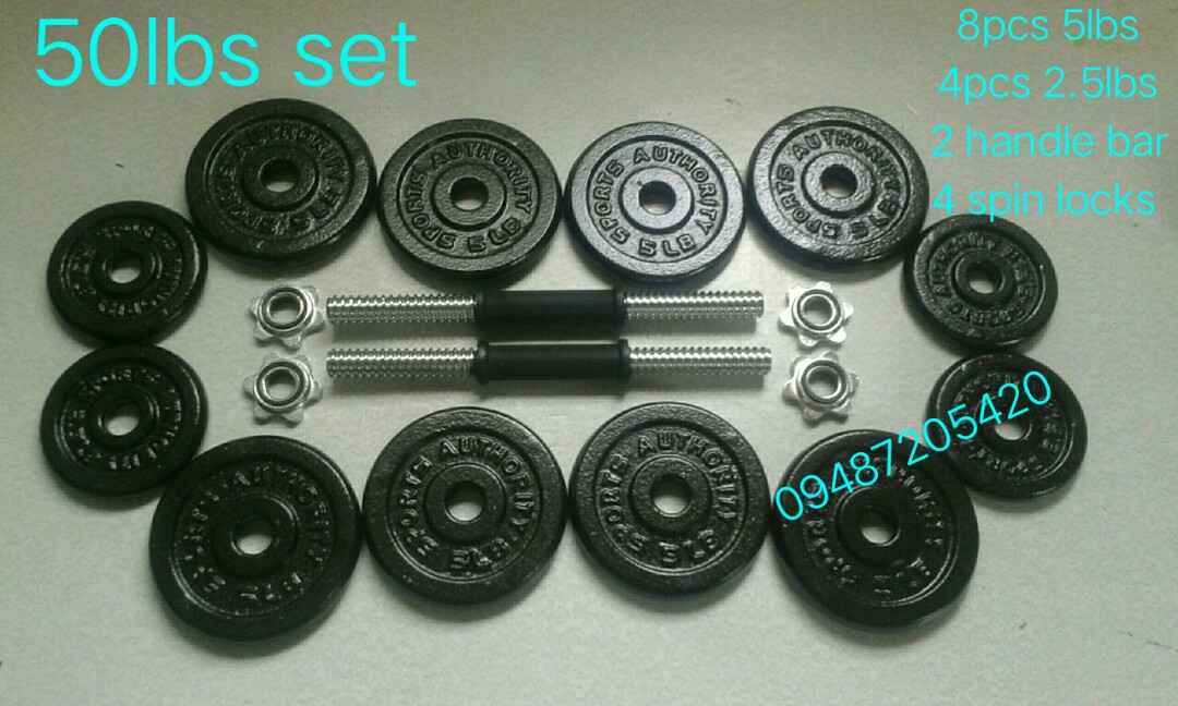 50lbs dumbbell set, Sports Equipment, Exercise & Fitness, Weights ...