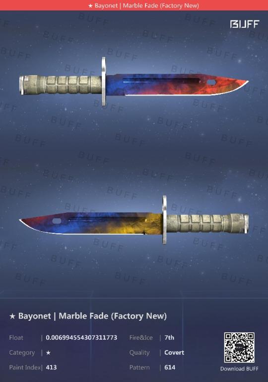 Bayonet Marble Fade: Fire and Ice (7 Max; 0.006FV), Video Gaming ...