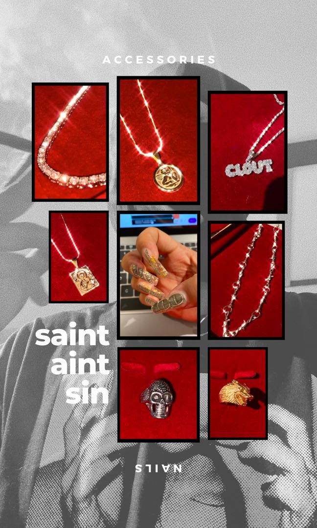 Drips icy tennis chain gold necklace snake chain clout, Women's Fashion ...