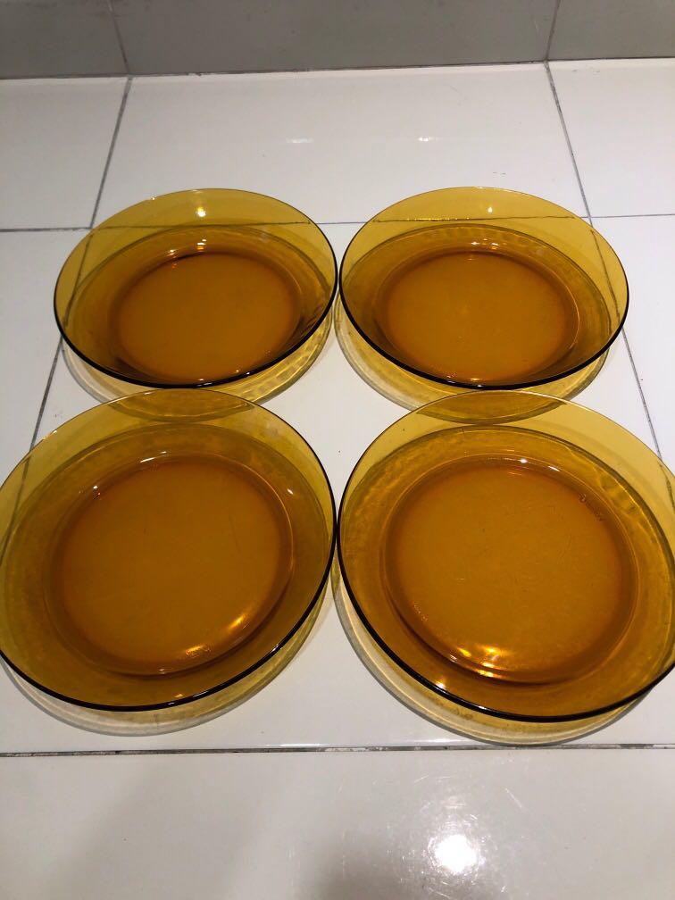 Duralex Amber Plate (4pc set), Furniture & Home Living, Kitchenware ...