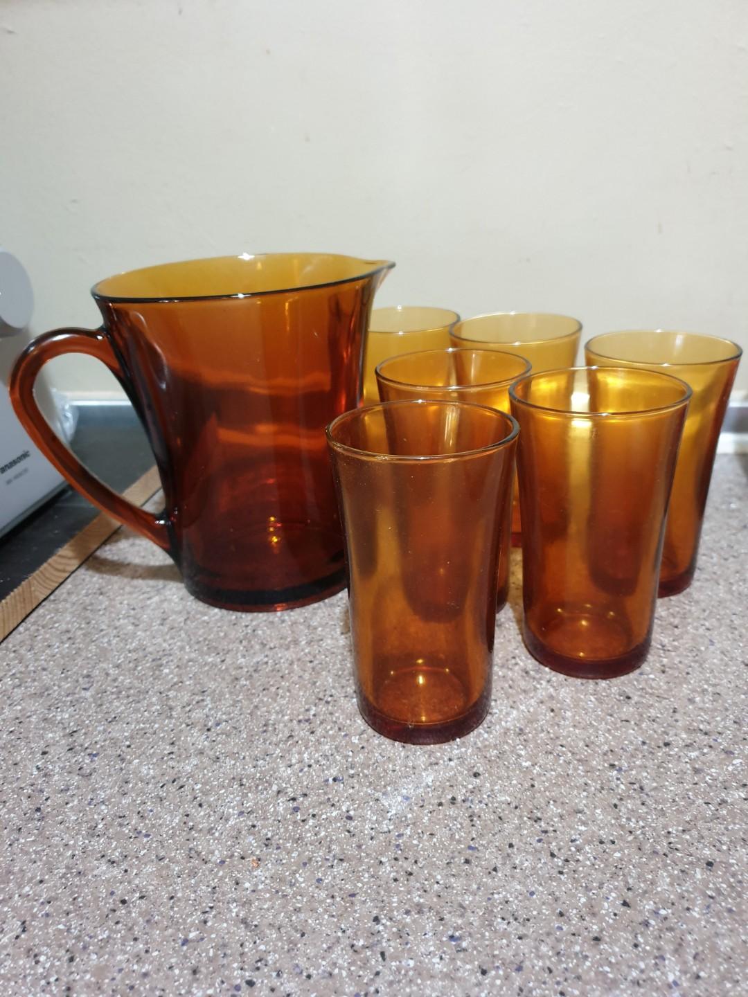 Duralex Pitcher and tall glass set, Furniture & Home Living, Home Decor ...