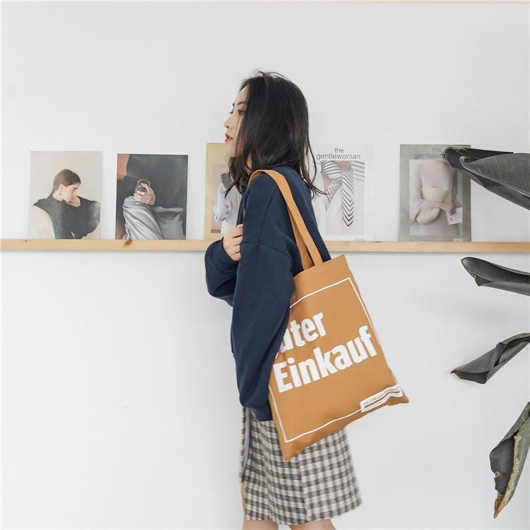 Juter Einkauf Mustard tote bag, Women's Fashion, Bags & Wallets, Tote ...