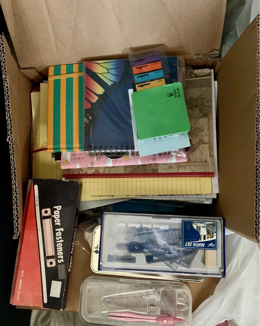 Stationery including notebooks, files, foolscaps & math instruments ...