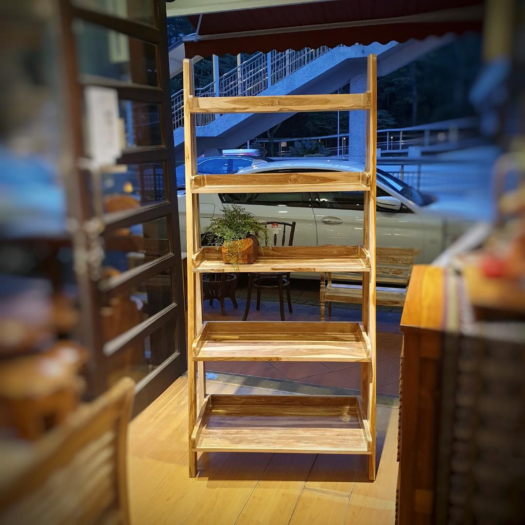 Teak Book shelf / Teak Display Shelf (White Wash), Furniture & Home ...