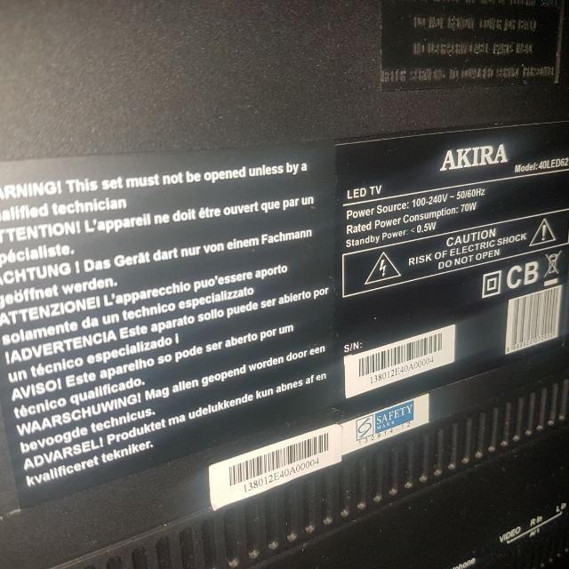AKIRA LED TV 40' Model 40LED62, TV & Home Appliances, TV ...