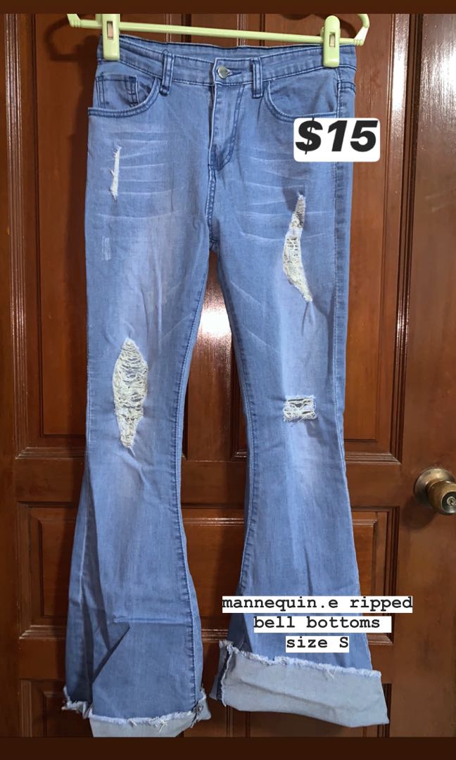 Bell Bottom Ripped Jeans, Women's Fashion, Bottoms, Jeans & Leggings on ...