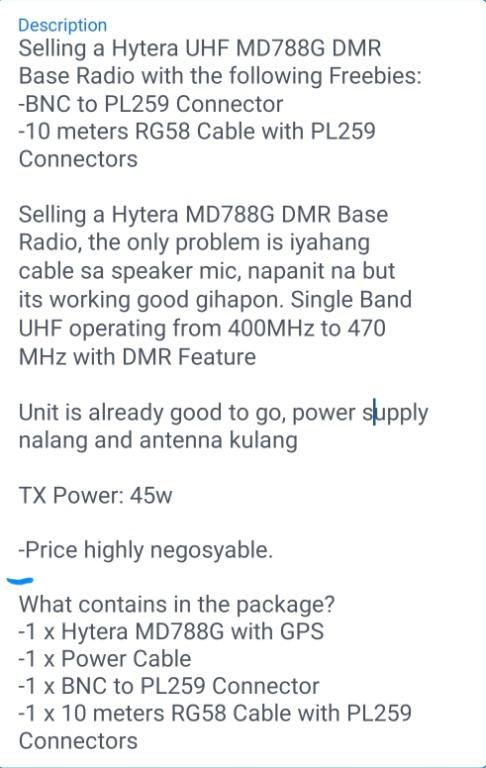Hytera MD788G UHF Base Radio for Sale (w/ GPS and Freebies), Furniture ...