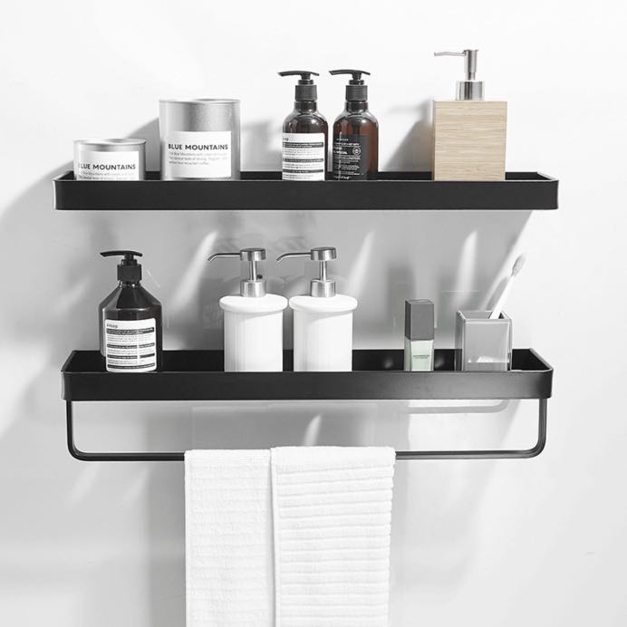 (Instock) Kubig Black Wall Shelf Rack with Detachable Hanger, Furniture ...