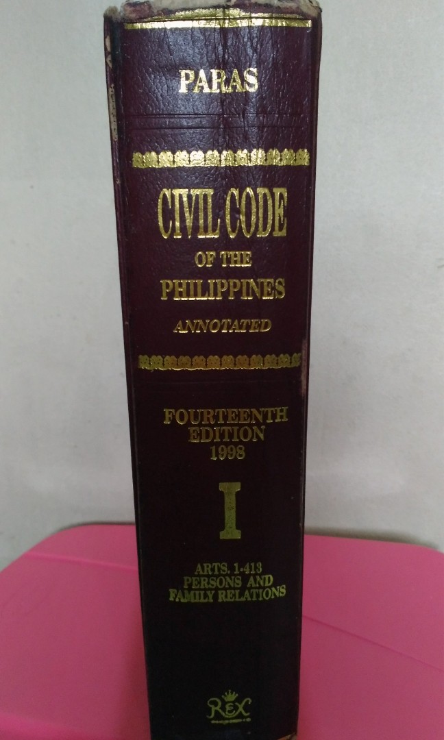 LAW BOOK | Civil Code Annotated Vol. One by Justice Paras (1998 Edition ...