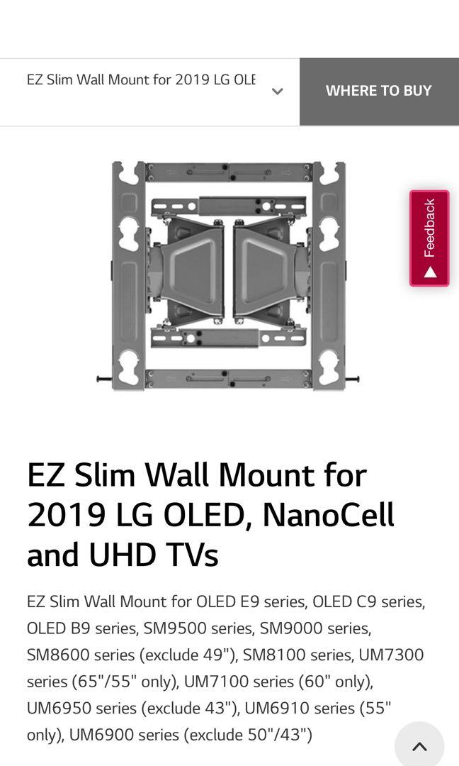 LG EZ SLIM WALL MOUNT OLW480B 電視掛牆架, 家庭電器, 電視 & 其他娛樂, 電視組件及配件 - Carousell