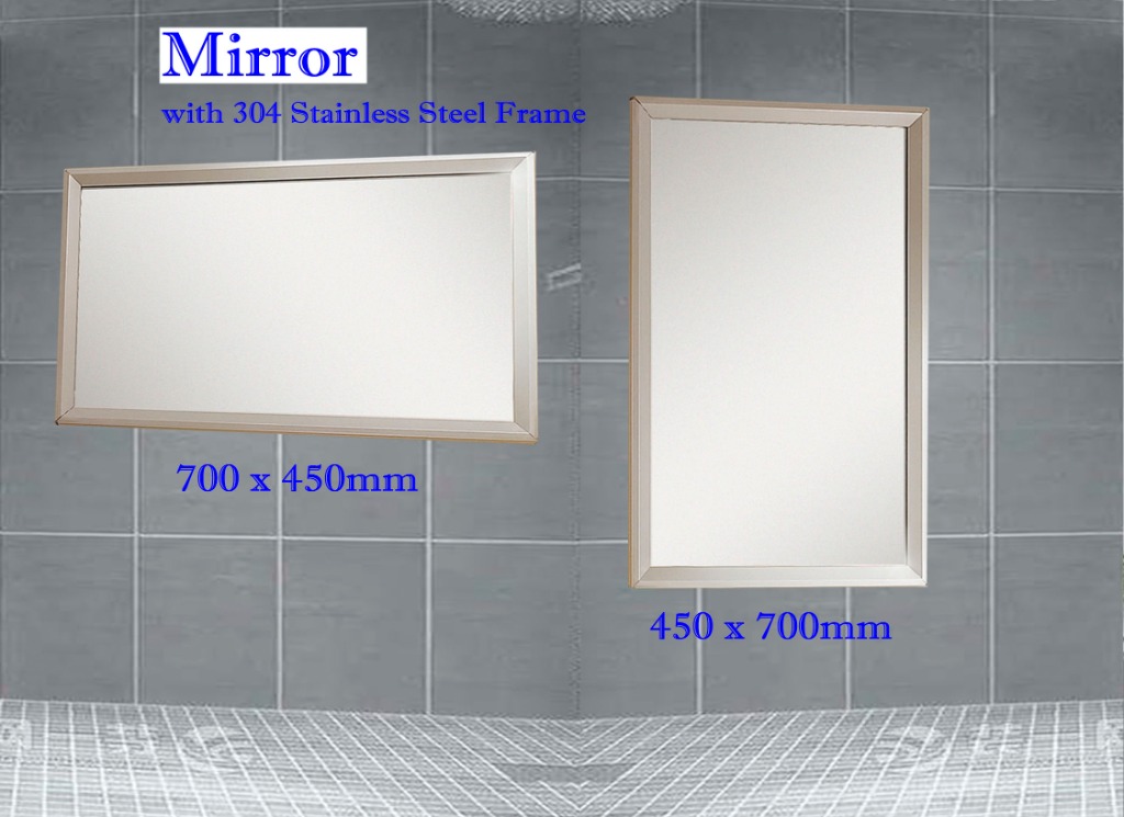 Stainless Steel Frame Mirror , Furniture, Others on Carousell