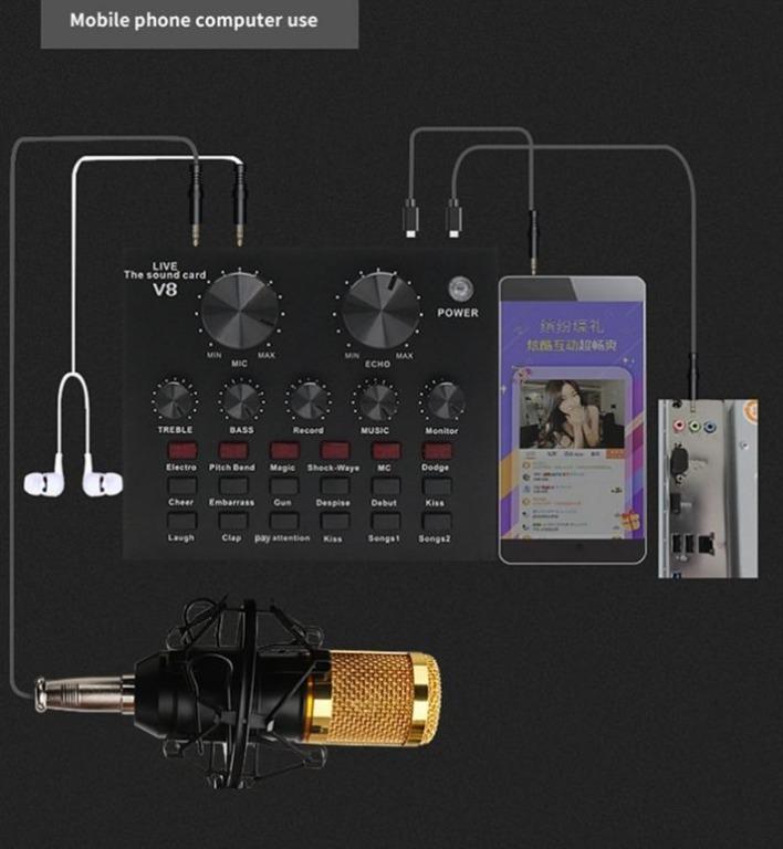 V8 Bluetooth Sound Card Audio Set Interface External Usb Live ...