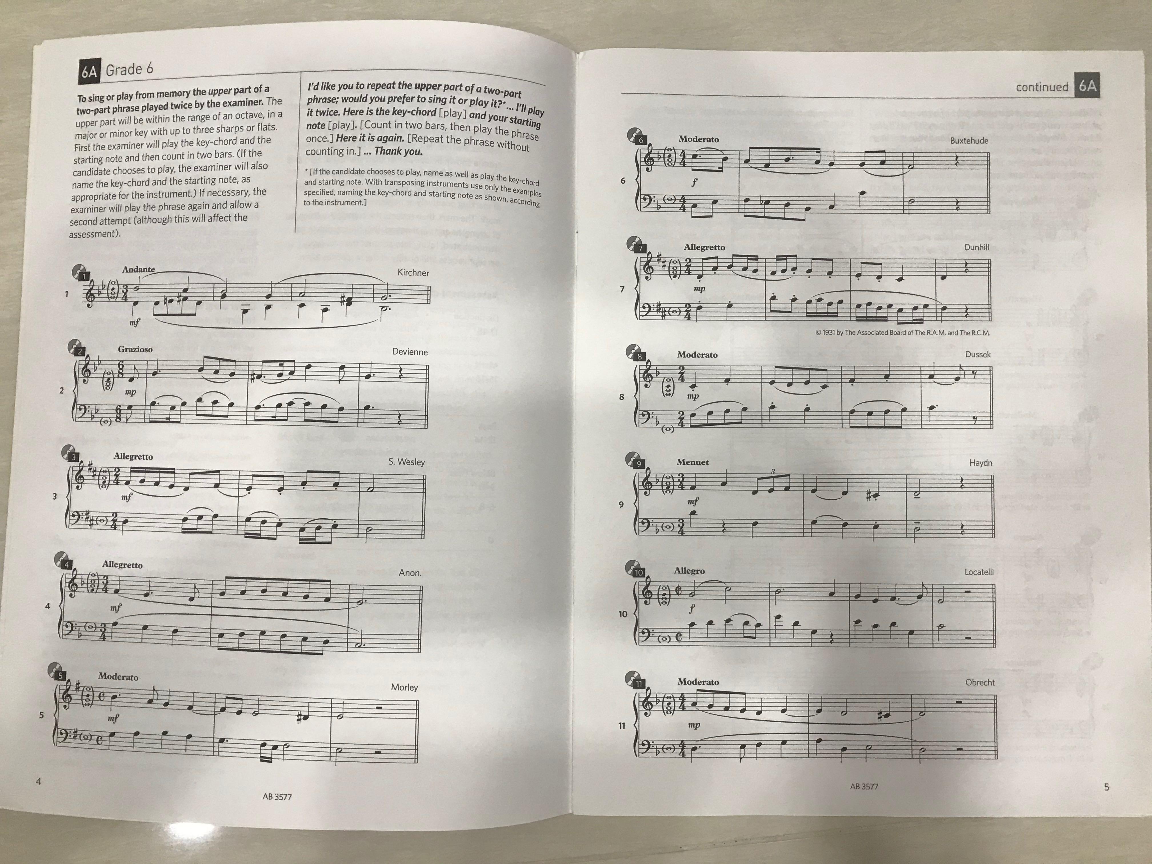 ABRSM Aural Tests Grade 6, Hobbies & Toys, Music & Media, Music Scores ...