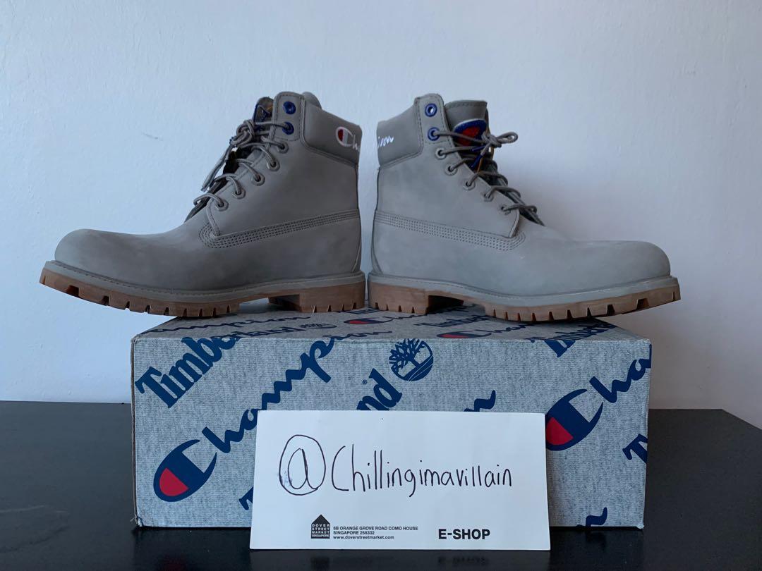 Champion x Timberland Premium 6 Inch Waterproof Boots Grey Nubuck ...