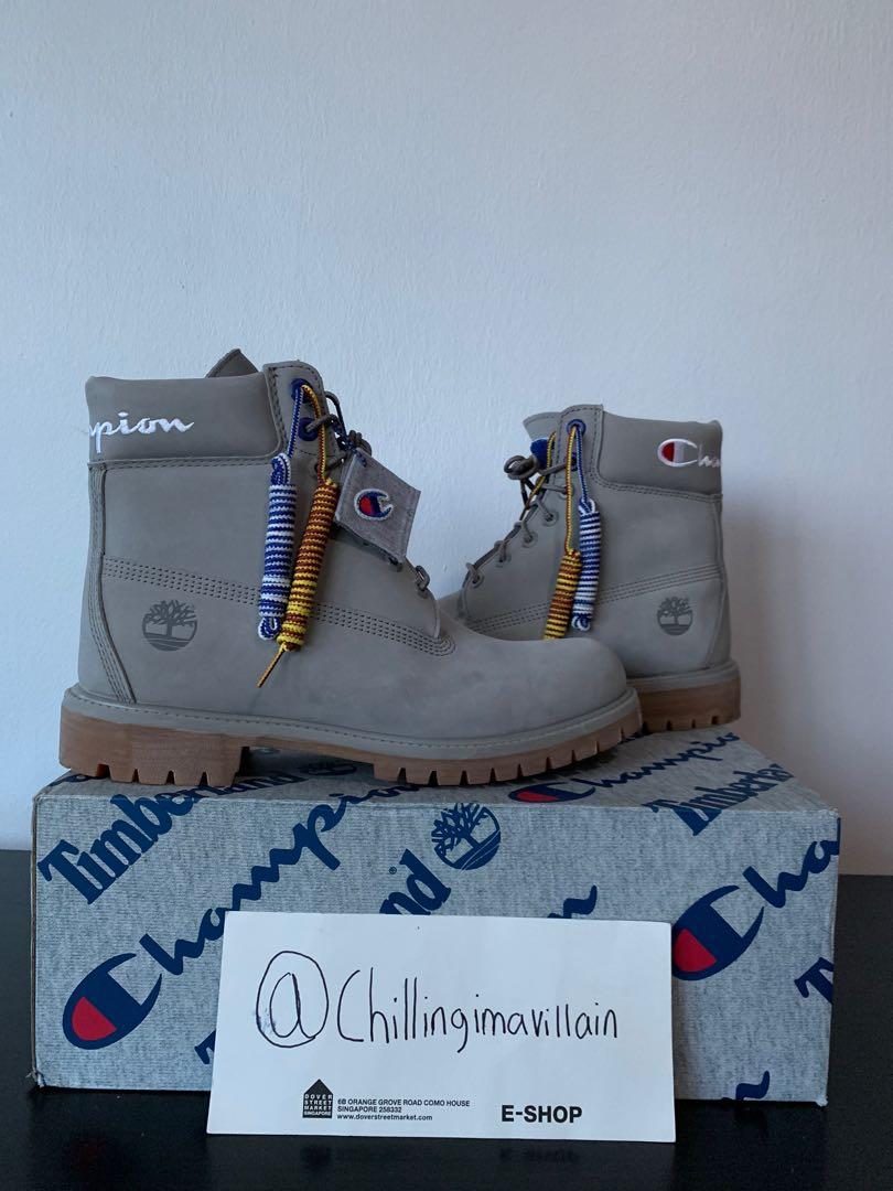 Champion x Timberland Premium 6 Inch Waterproof Boots Grey Nubuck ...