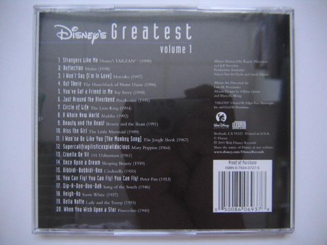 Disney's Greatest Vol.1 CD (Tarzan, Mulan, Hercules, Toy Story ...