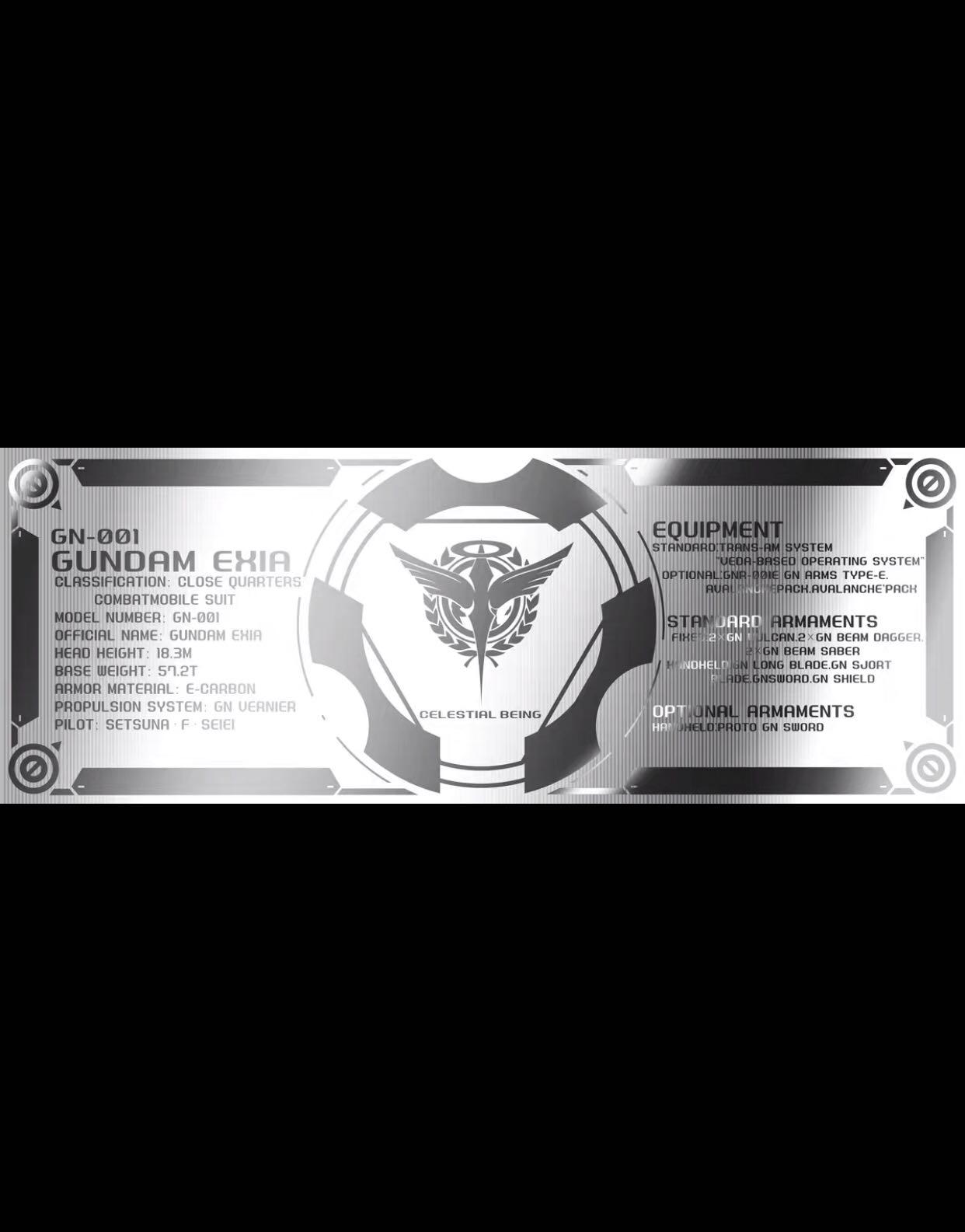 PG Exia Gundam Metal Sticker Decal for Stand Base 1/60, Hobbies & Toys ...