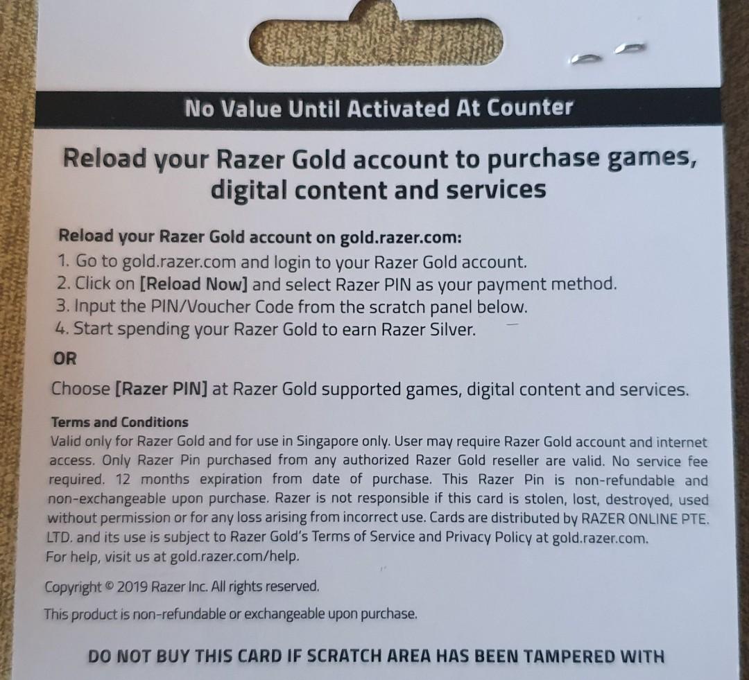 Razer Gold 80 Gift Card Video Gaming Gaming Accessories Game Gift 