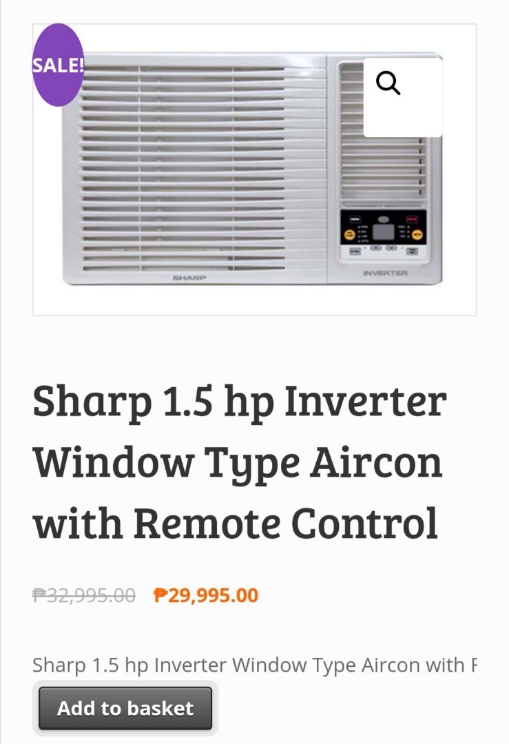 Aircon 1.5hp window type inverter, TV & Home Appliances, Air ...