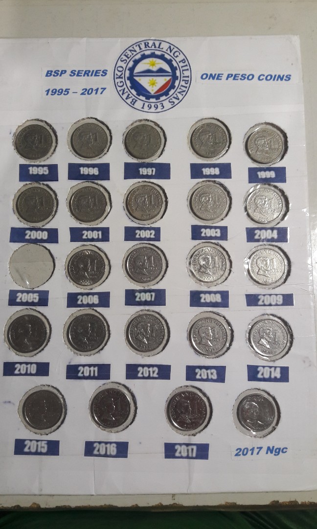 BSP One Peso collection series 1995 to 2017, Hobbies & Toys ...