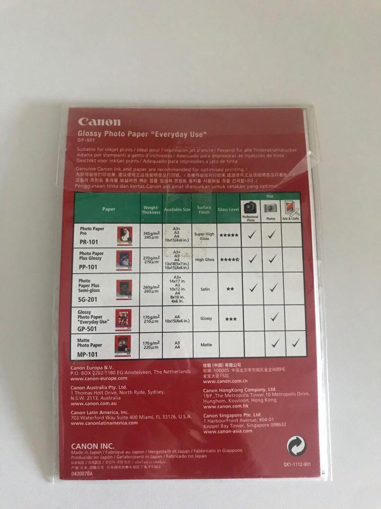 Canon Glossy Photo Paper Sample Pack, Photography, Photography ...