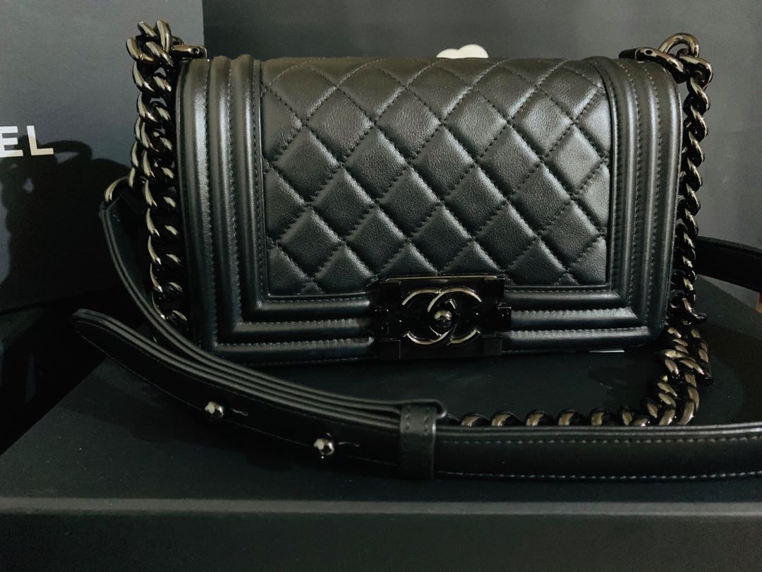 Chanel Boy 20 so black, Luxury, Bags & Wallets on Carousell