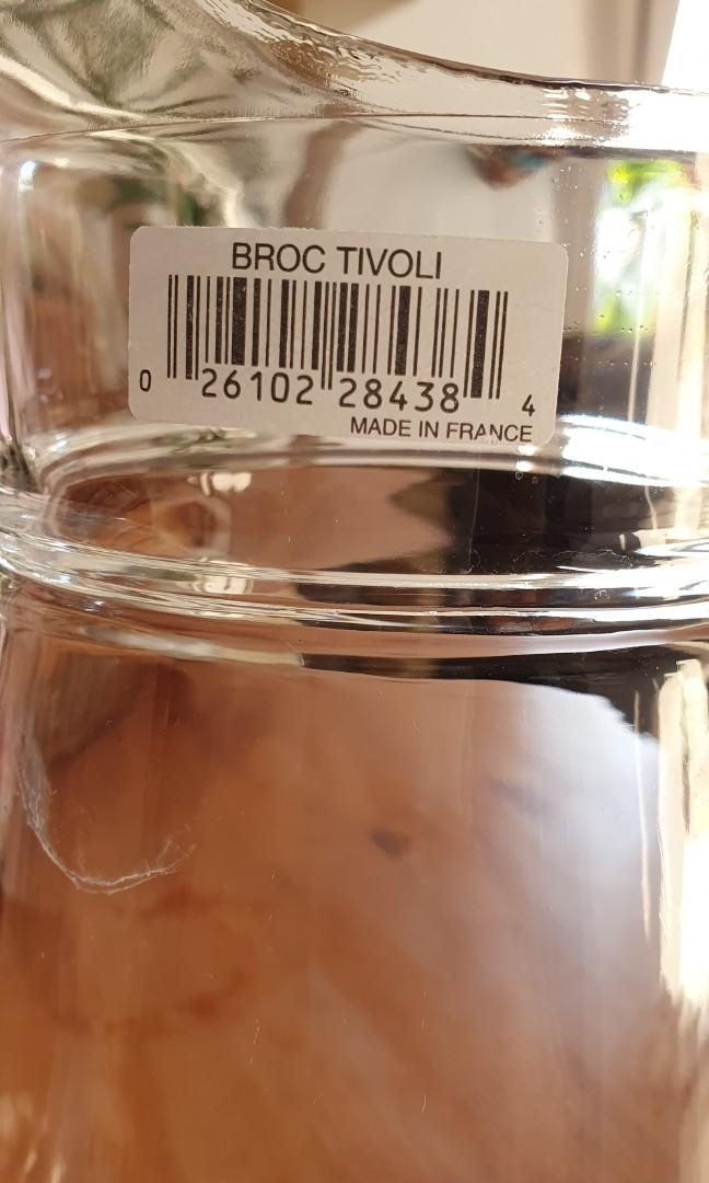 Glass Jug - Made in France, Broc Tivoli brand, Furniture & Home Living ...
