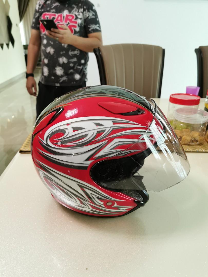 Helmet Shoei J-Stream polaris merah, Auto Accessories on Carousell
