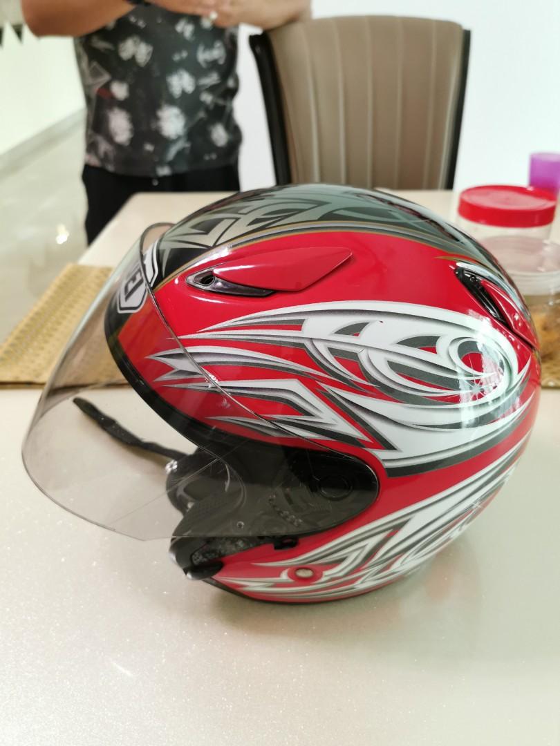 Helmet Shoei J-Stream polaris merah, Auto Accessories on Carousell