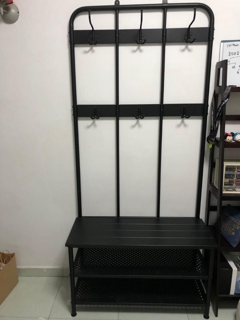 Ikea PINNIG coat rack and shoe storage bench, Furniture, Shelves ...
