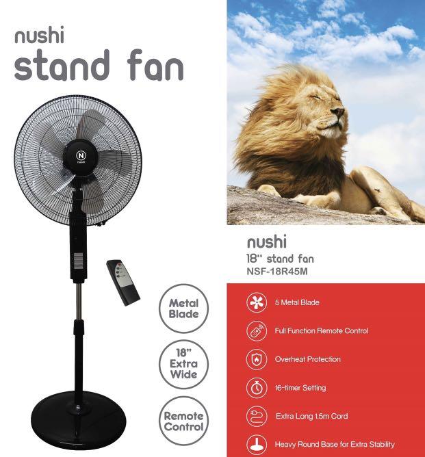 Nushi Stand Fan 18” (Model:NSF-18R45M, Furniture & Home Living ...