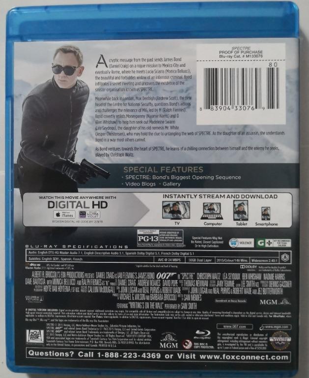 [USA Blu-ray, Digital] Spectre 007, Hobbies & Toys, Music & Media, CDs ...