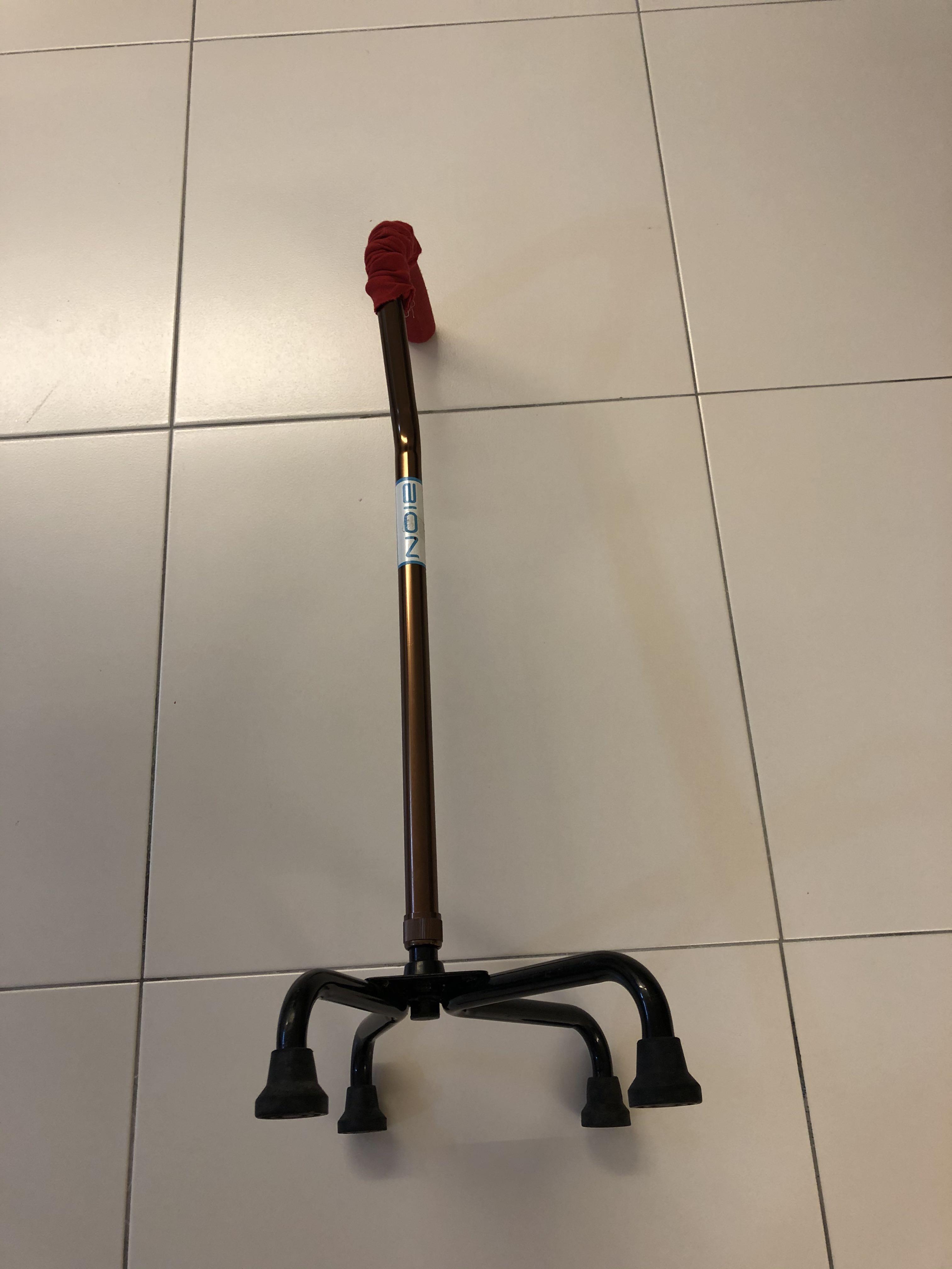 Red, Walking stick/ cane, BION, Quad Cane, Broad Base, Health ...