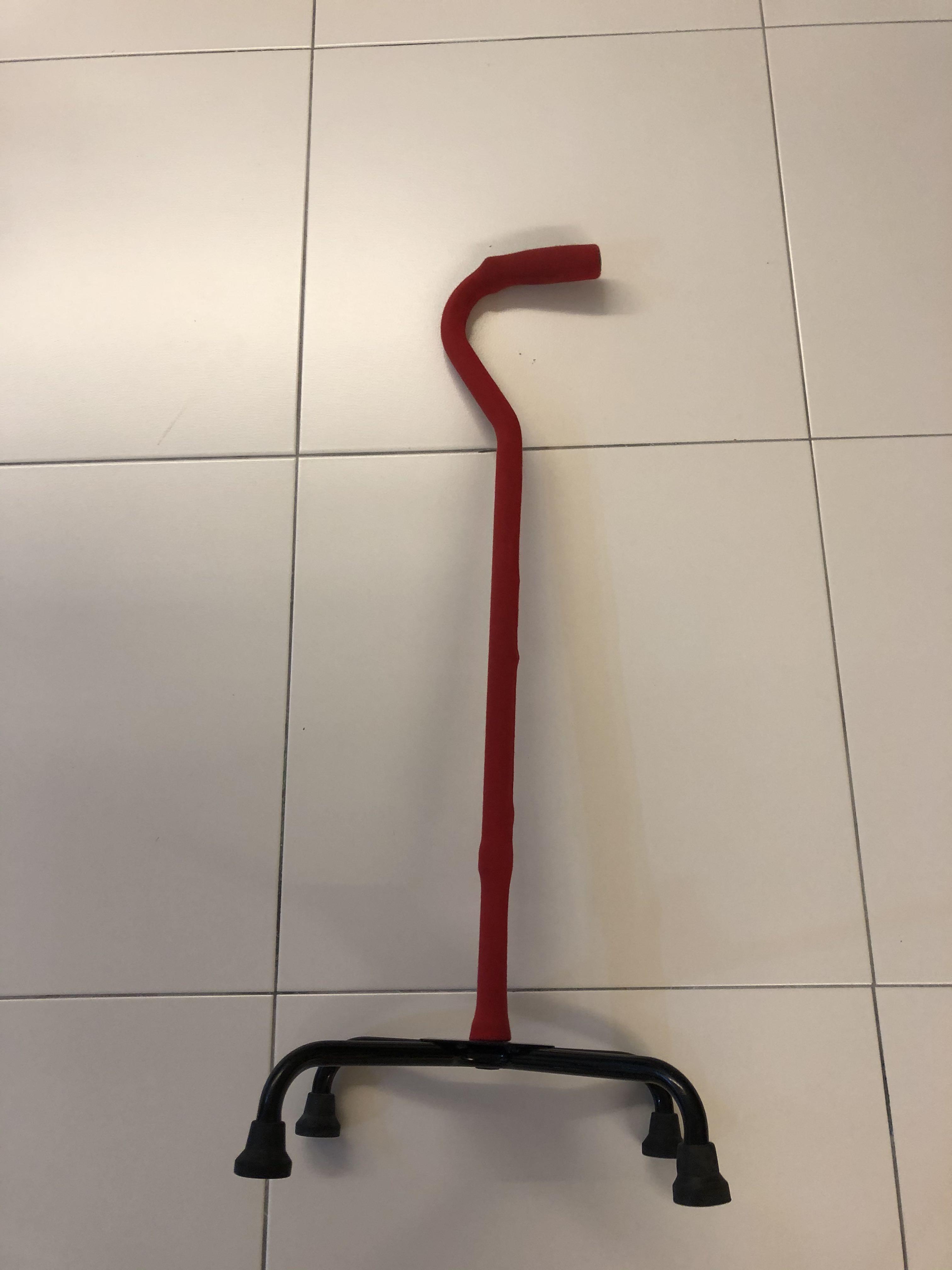 Red, Walking stick/ cane, BION, Quad Cane, Broad Base, Health ...