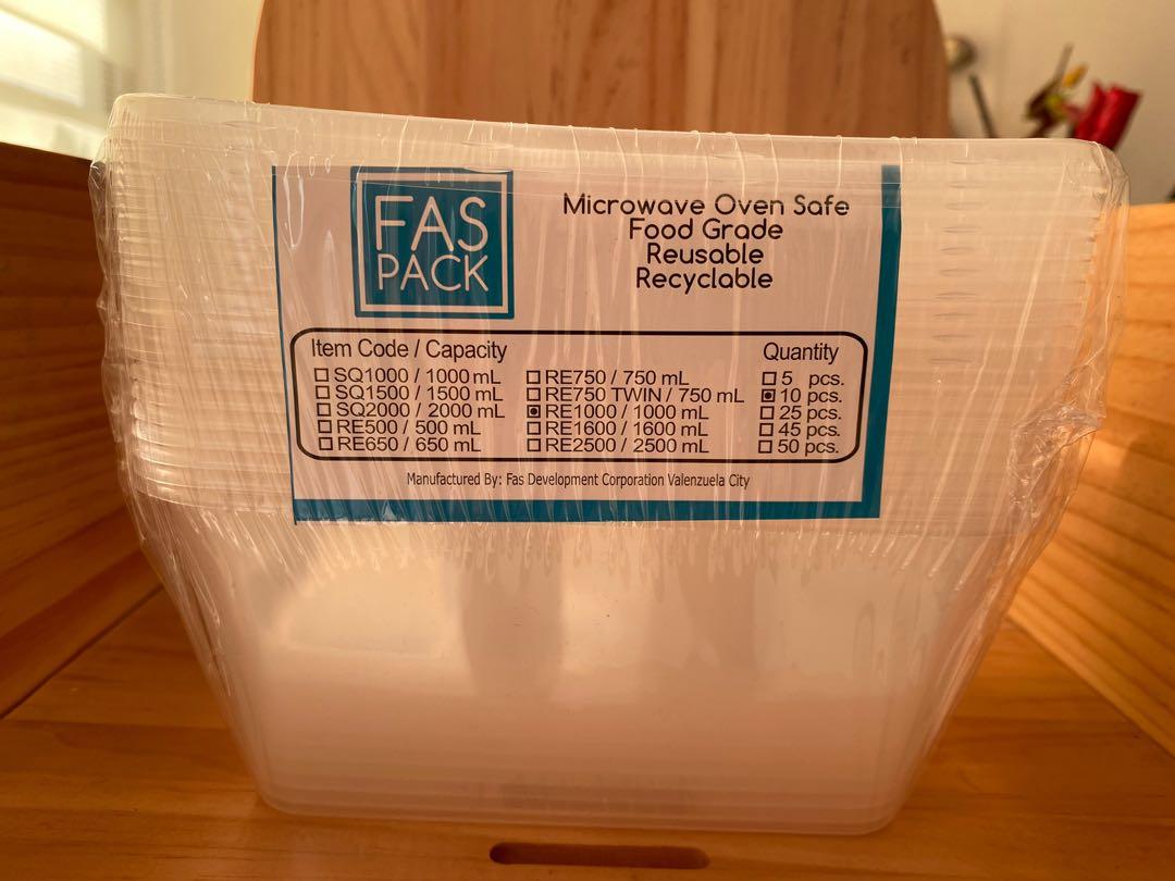 Fas Pack RE1000 Plastic Food Container Tubs, Furniture & Home Living ...