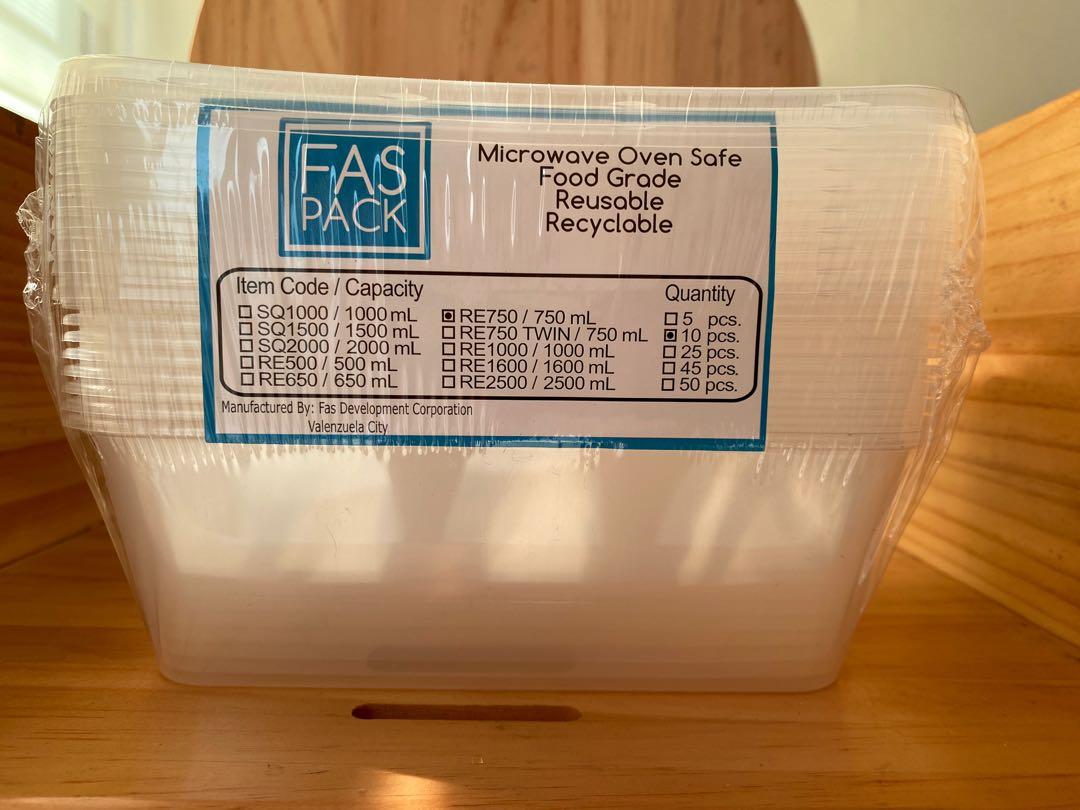 Fas Pack RE750 Microwavable Plastic Food Container Tubs, Furniture ...