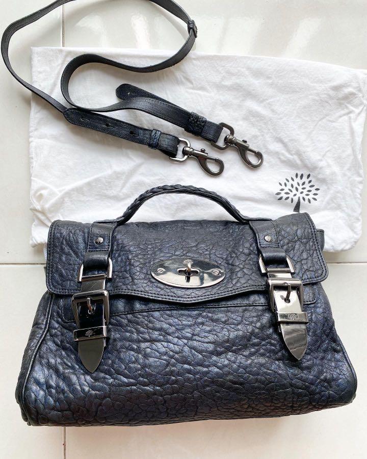 Mulberry Alexa Regular Midnight Two Tone Lambskin, Women's Fashion ...